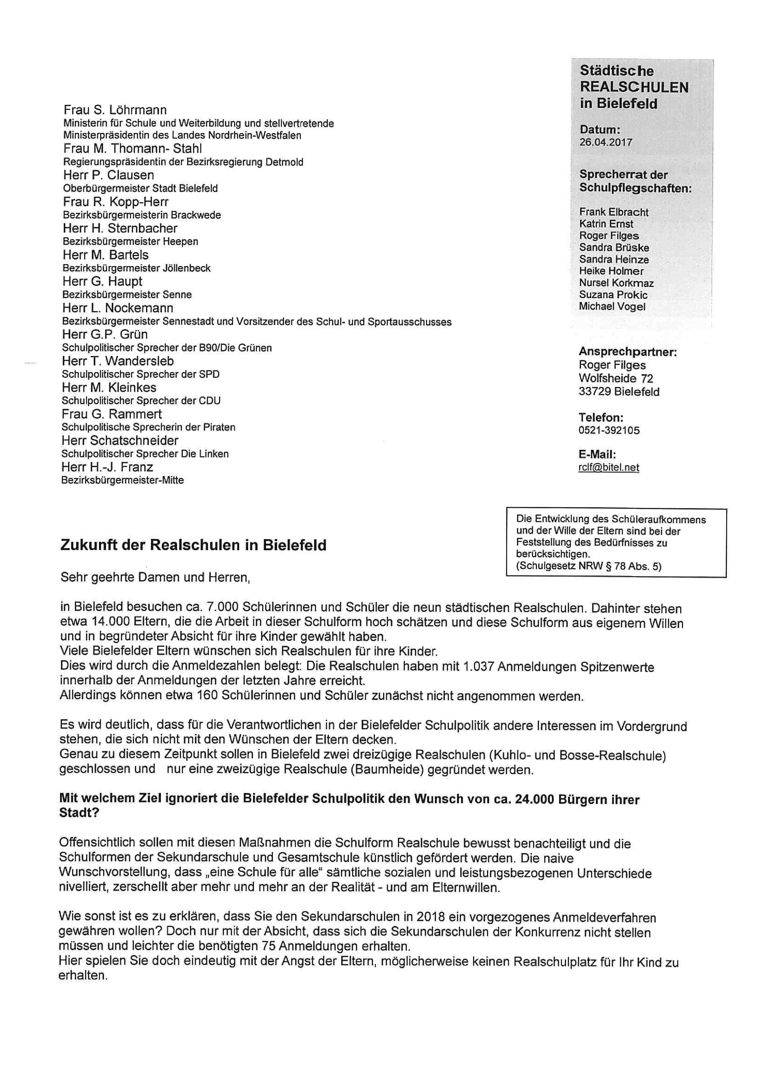 Brandbrief – Luisenschule Bielefeld